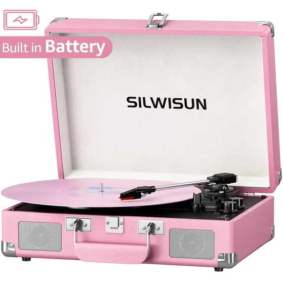 Vinyl Record Player with Speakers, Built-in Battery, Hi-Fi Sound, 3 ...
