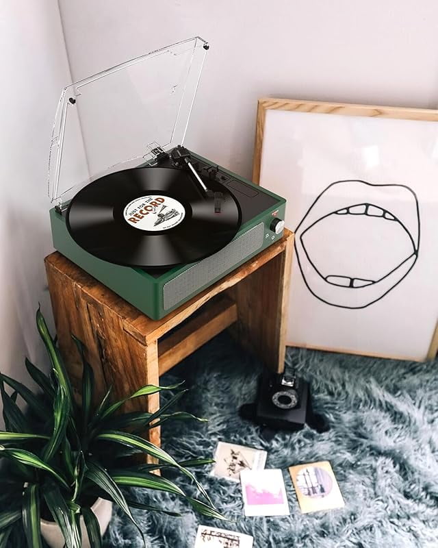 Vinyl Record Player with Speakers Vintage Turntable for Vinyls Records ...