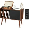 Vinyl Record Player Stand Album Storage Cabinet w/Power Port Turntable ...