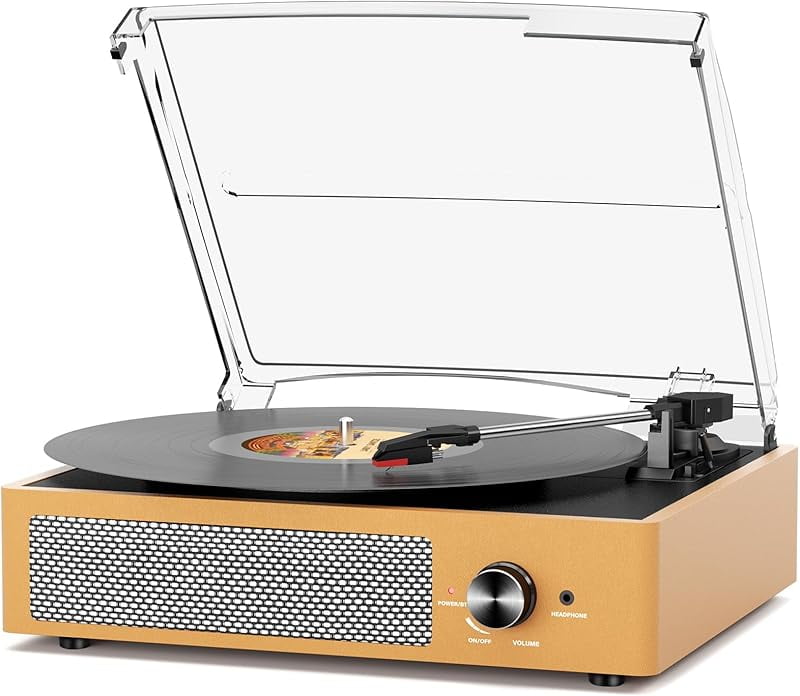Vinyl Record Player Turntable with Built-in Bluetooth Receiver & Stereo ...