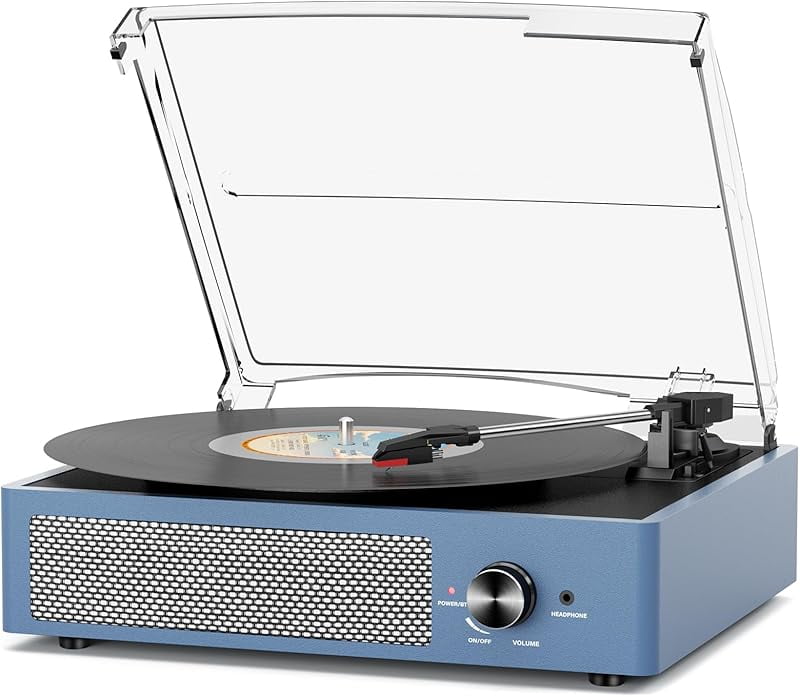 Vinyl Record Player Turntable with Built-in Bluetooth Receiver & Stereo ...