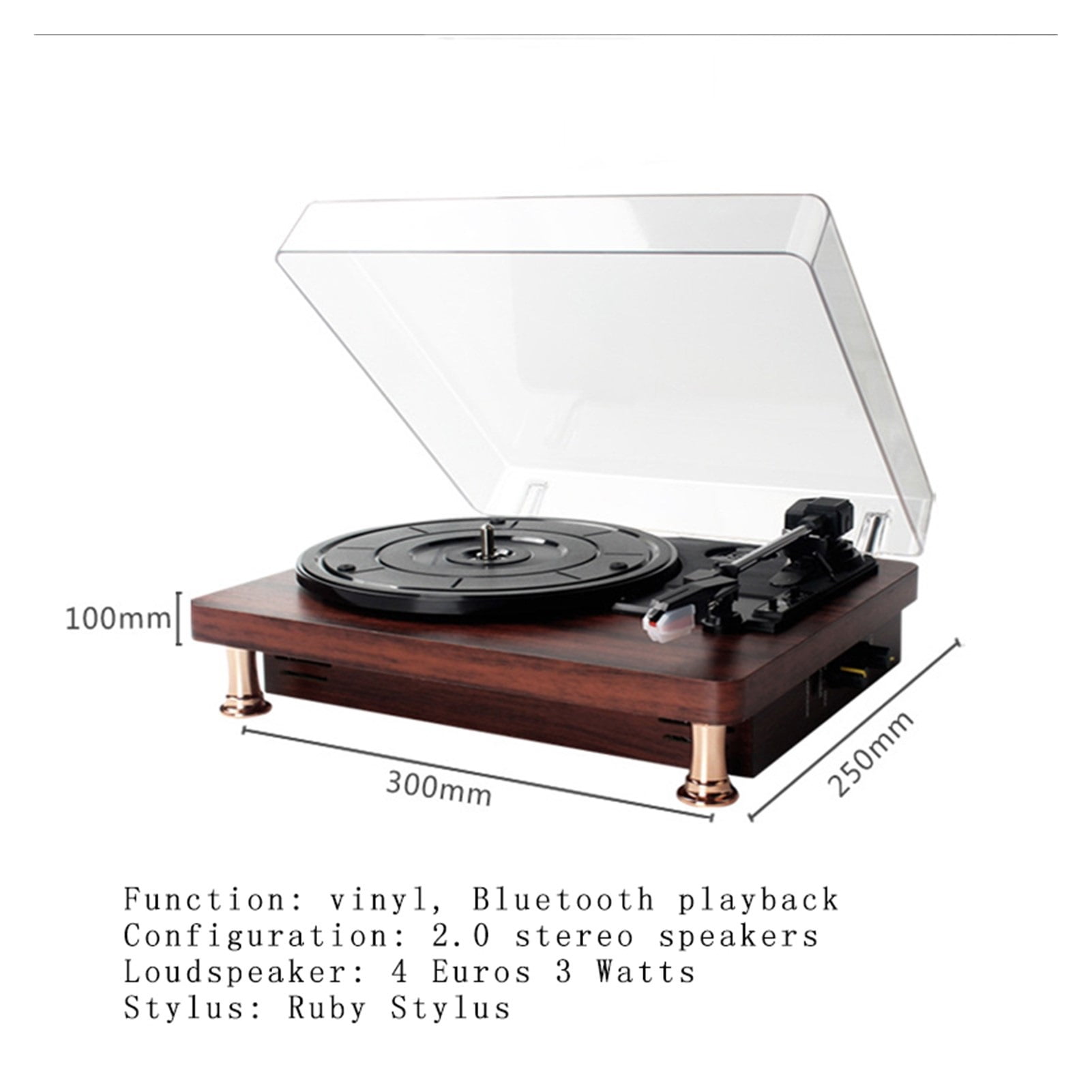 Vinyl Record Player Turntable Playback Gramophone Retro Record Player 33/45/78 Speed Bluetooth ...