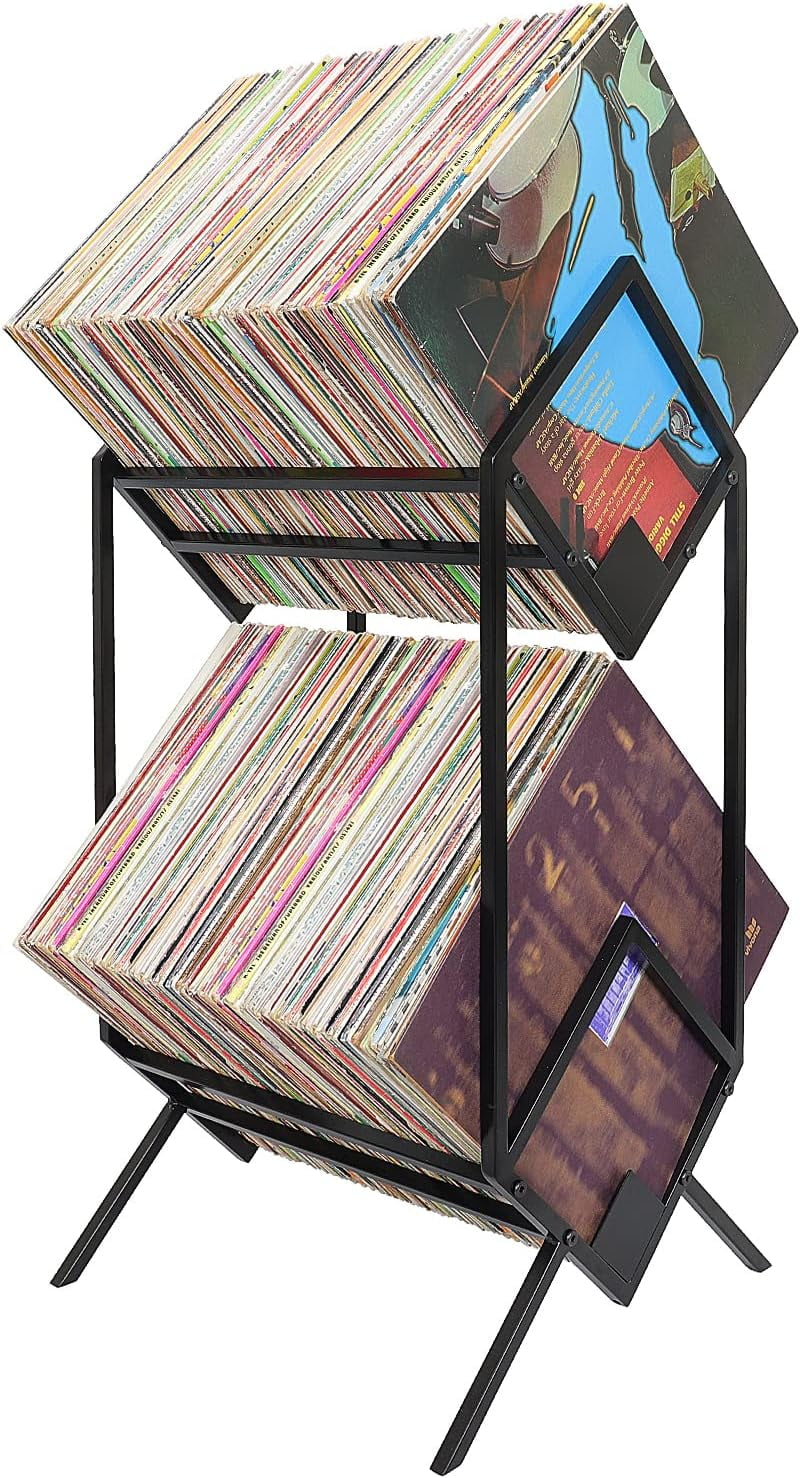 R RUIMEI 2 Tier Vinyl Record Rack - Album Display LP Holder, Home ...