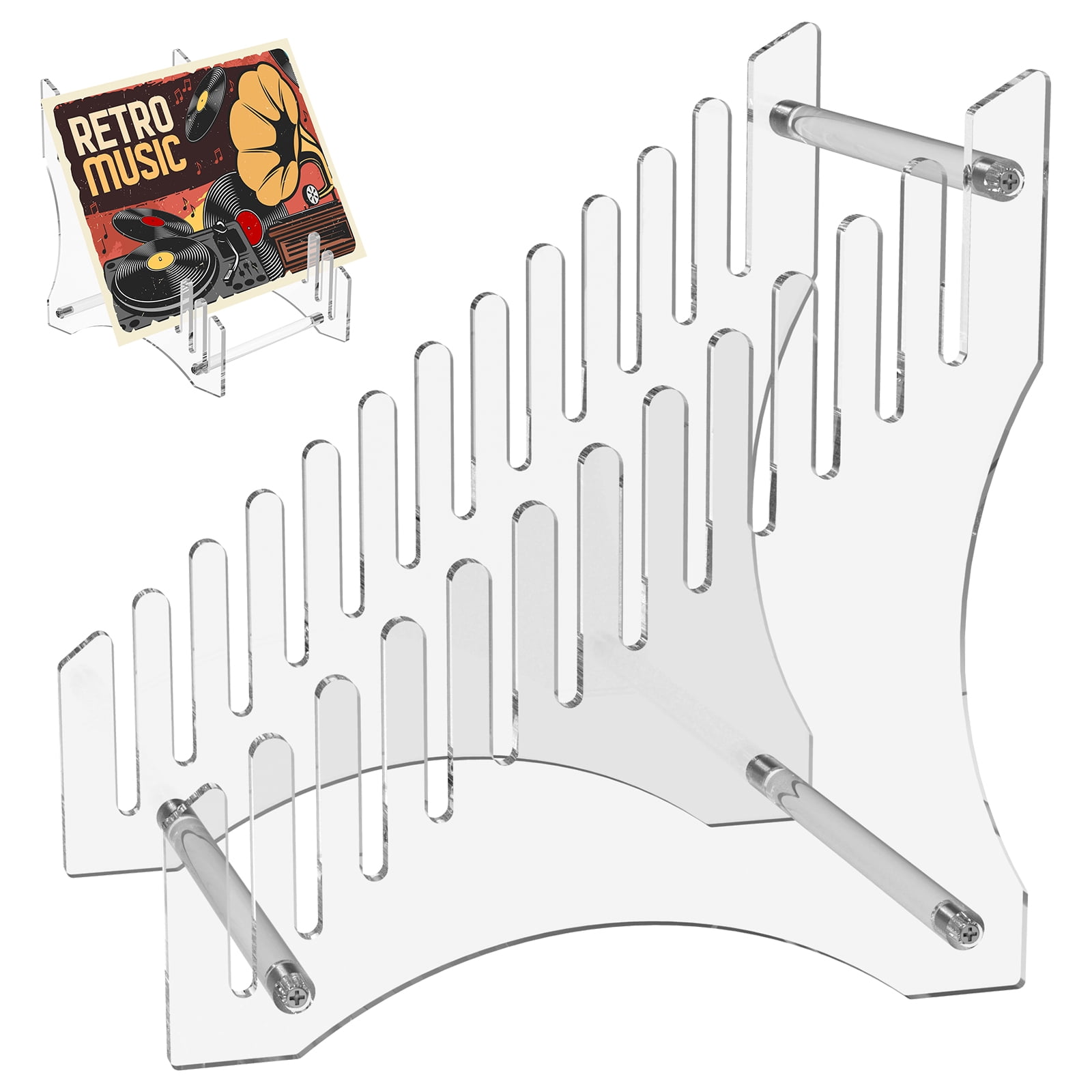 Vinyl Record Shelf Acrylic Record Holder with 12 Grooves Ladder Album ...
