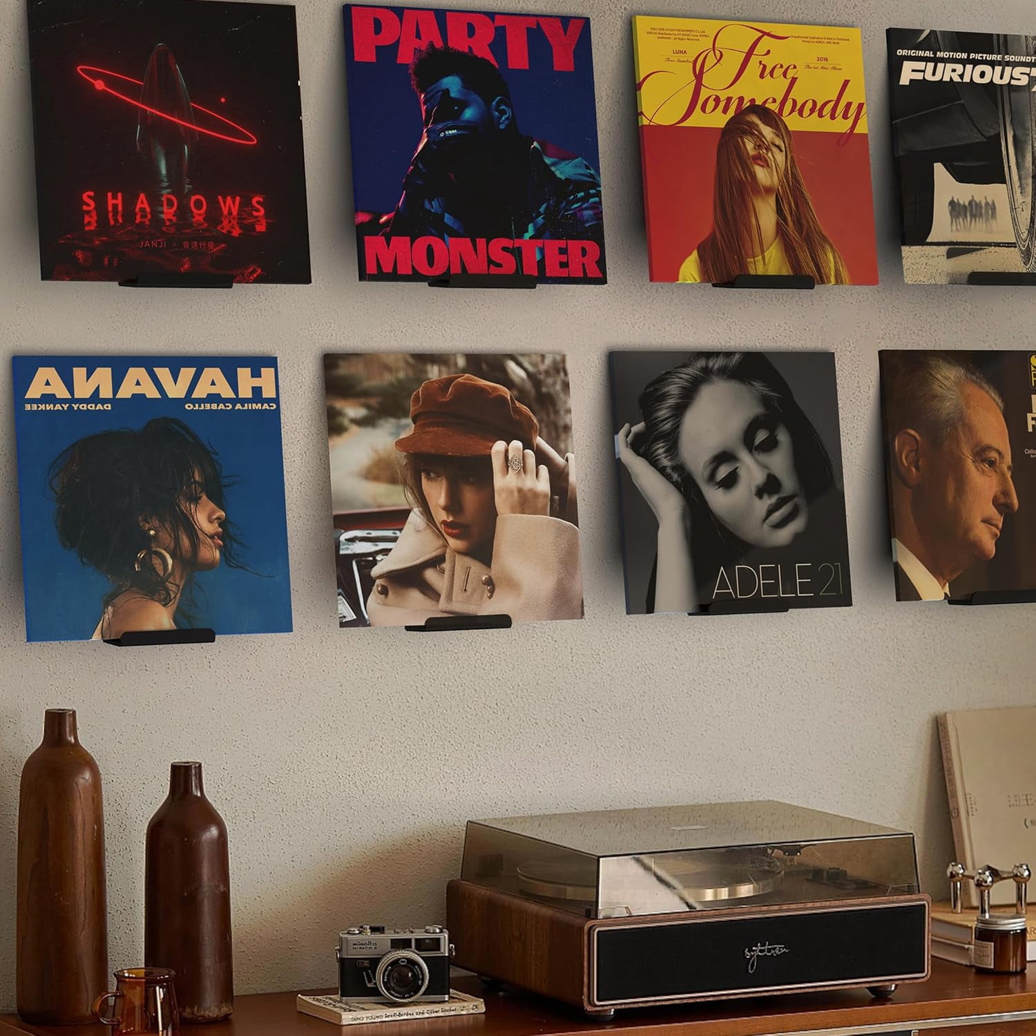Vinyl Record Shelf Wall Mount 8 Pack,Acrylic Album Holder Display,Vinyl ...