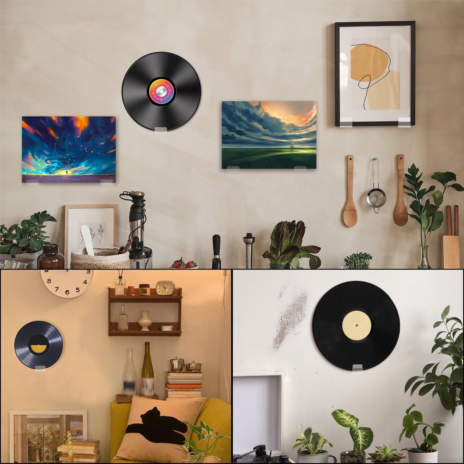 Vinyl Record Shelf Wall Mount 8 Pack,Clear Acrylic Album Record Holder ...