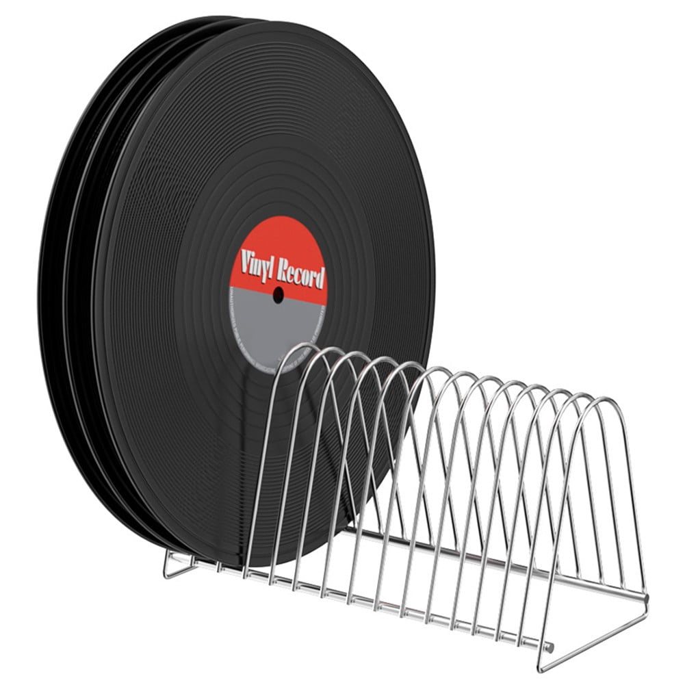 Vinyl Record Stand Storage Holder 10/15 Slots Stainless Steel Desktop ...