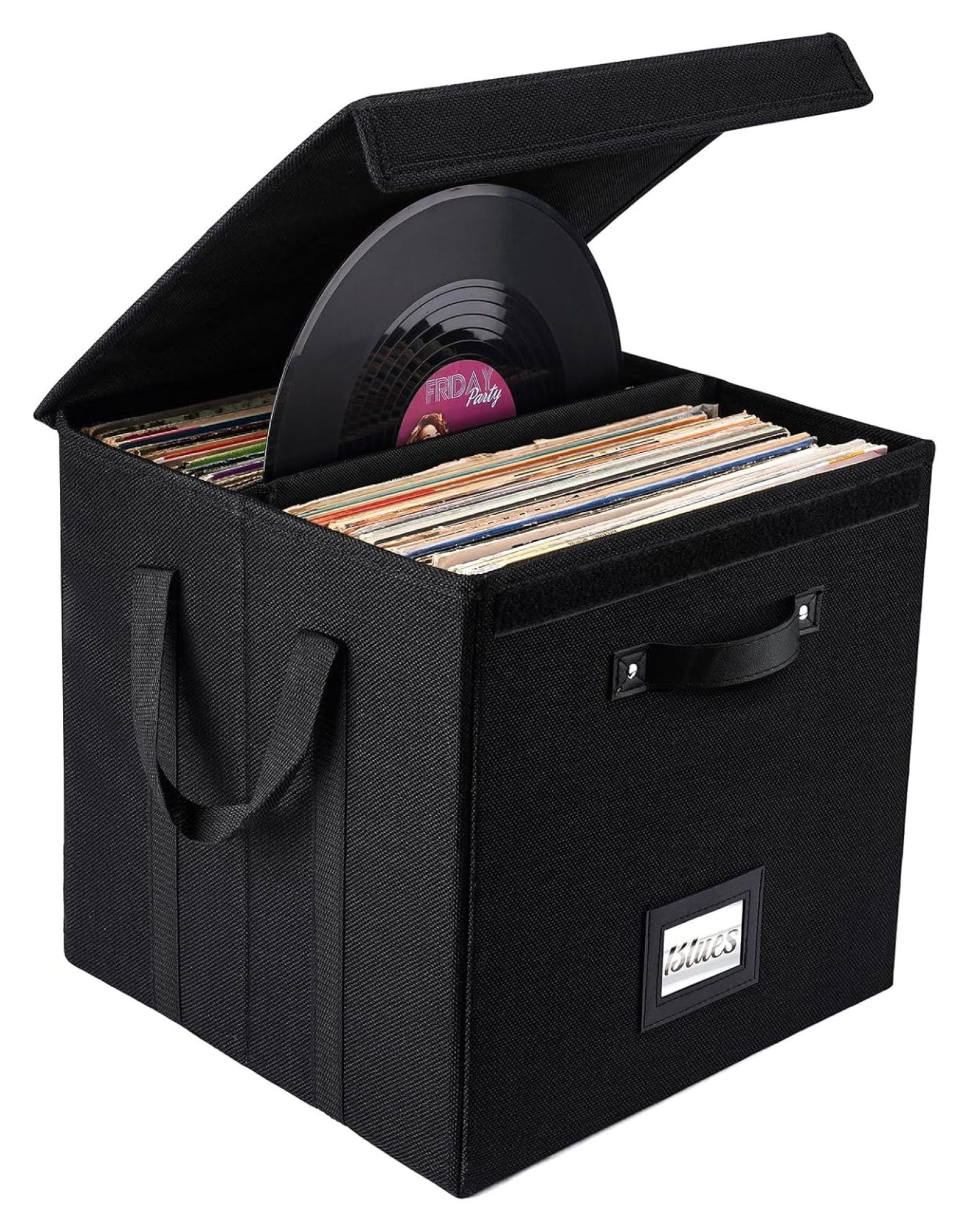 Vinyl Record Storage Box - 13 Inch Linen Fabric LP Album Organizer ...