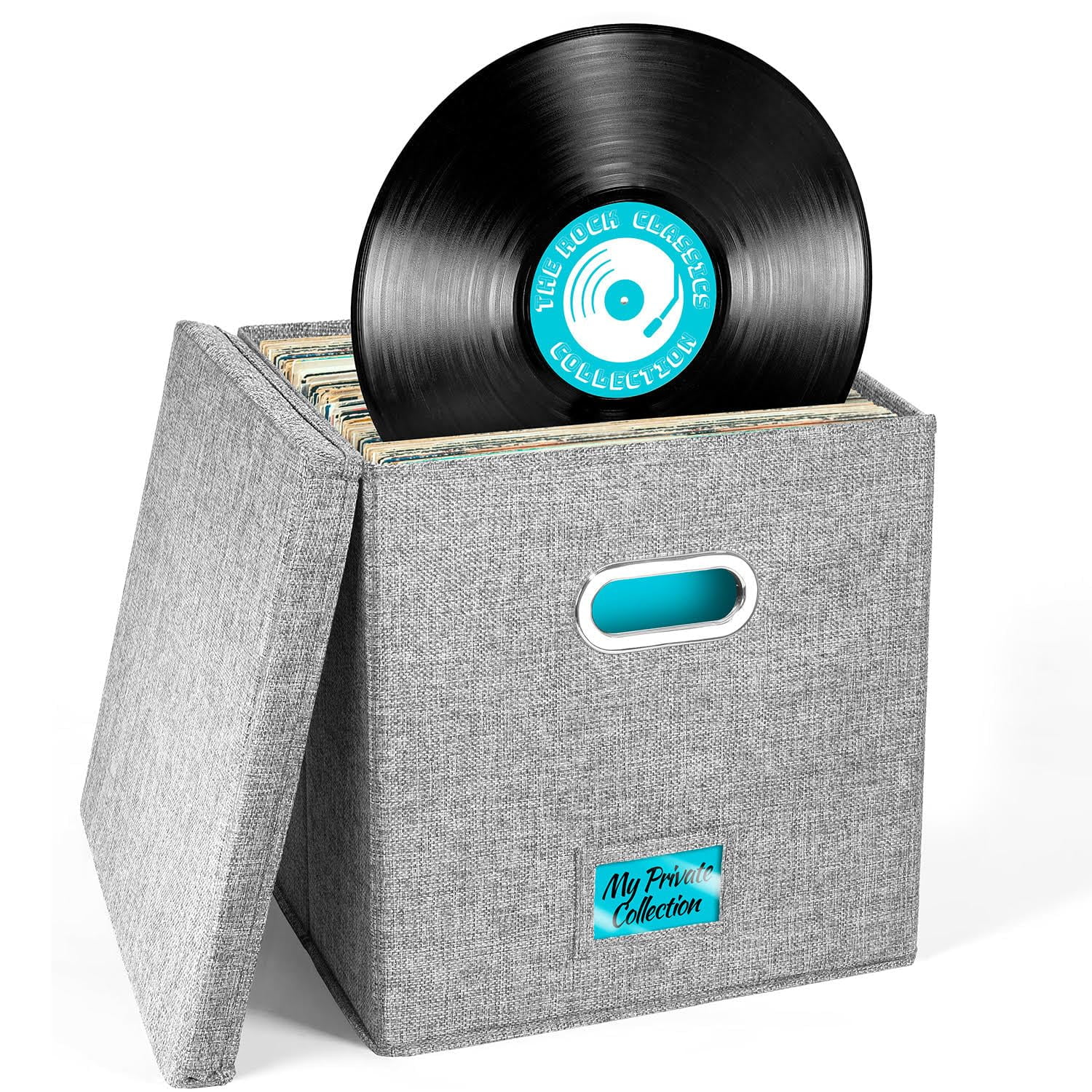 Vinyl Record Storage Box for up to 50+ 12-Inch Albums, Records Crate ...