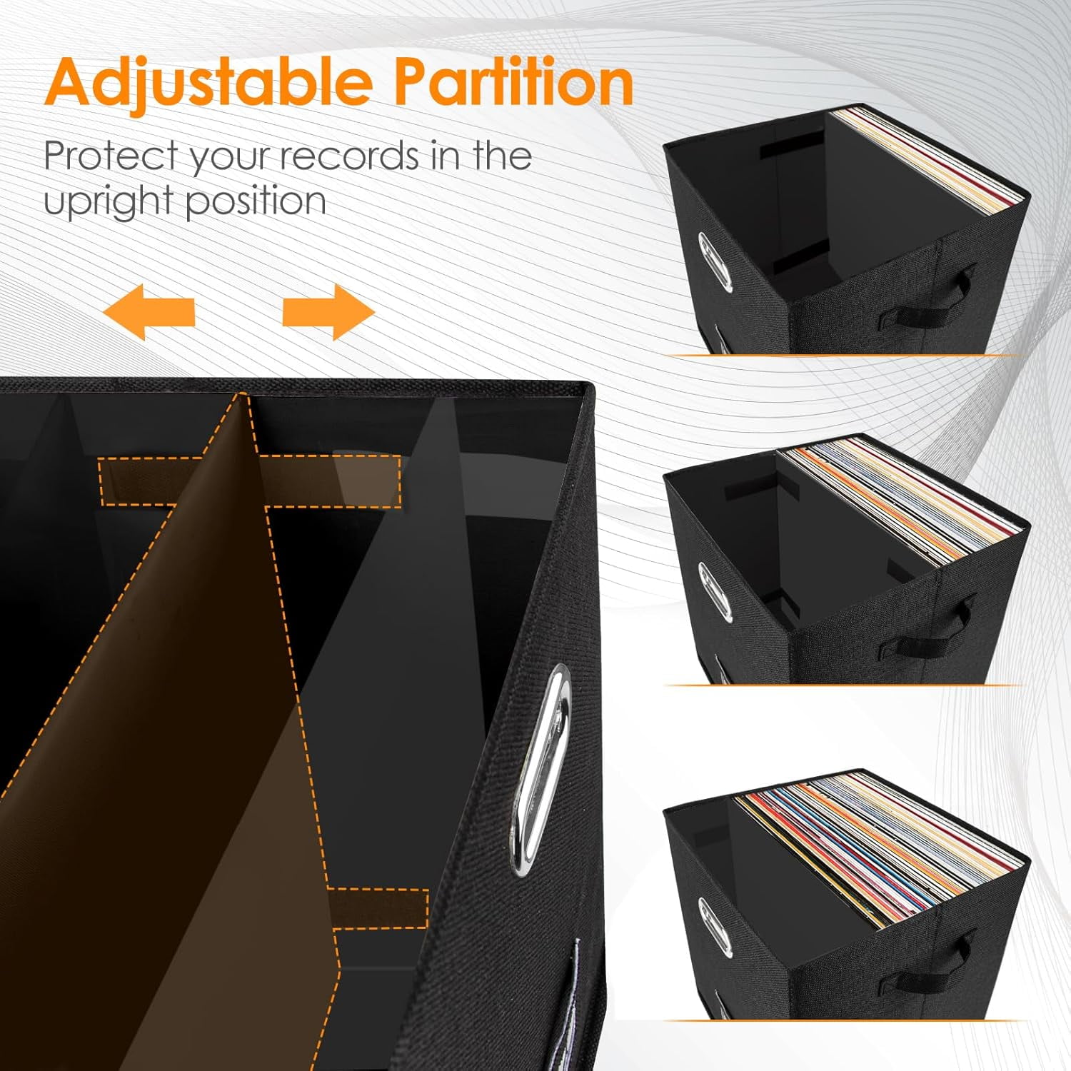 Vinyl Record Storage Box for 50+ Single LPs (12-Inch), Stackable Albums ...