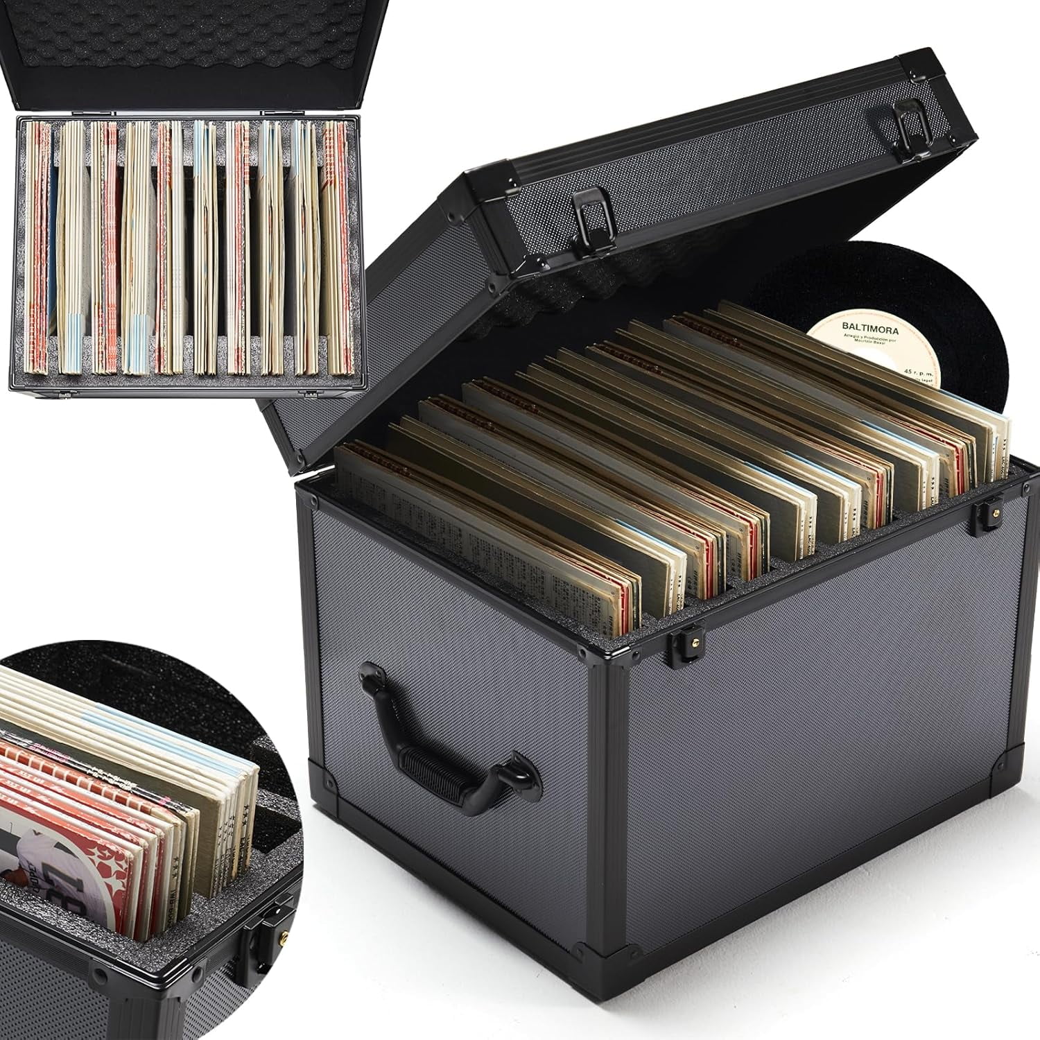 Vinyl Record Storage Case Box Holds 100 Records | High-Density ...