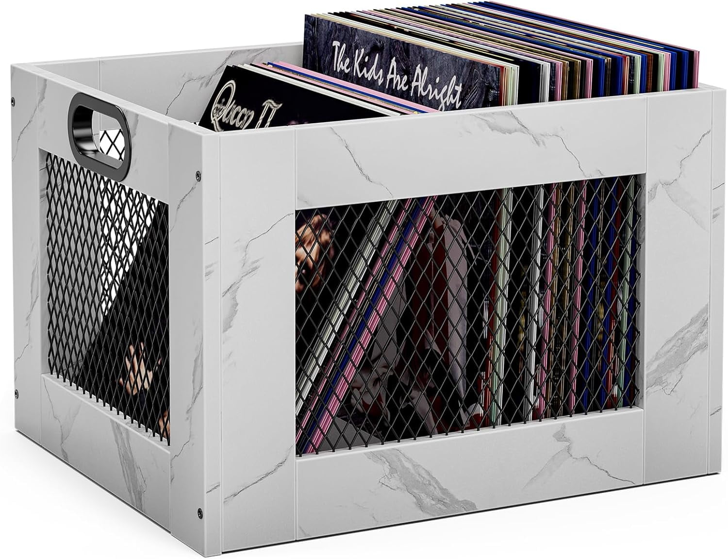 Vinyl Record Storage Crate – Large Wooden Record Holder for 70+ Albums ...