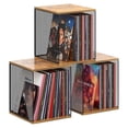 Vinyl Record Storage Cube, 3-Pack Stackable Organizer, 120-150 Records ...