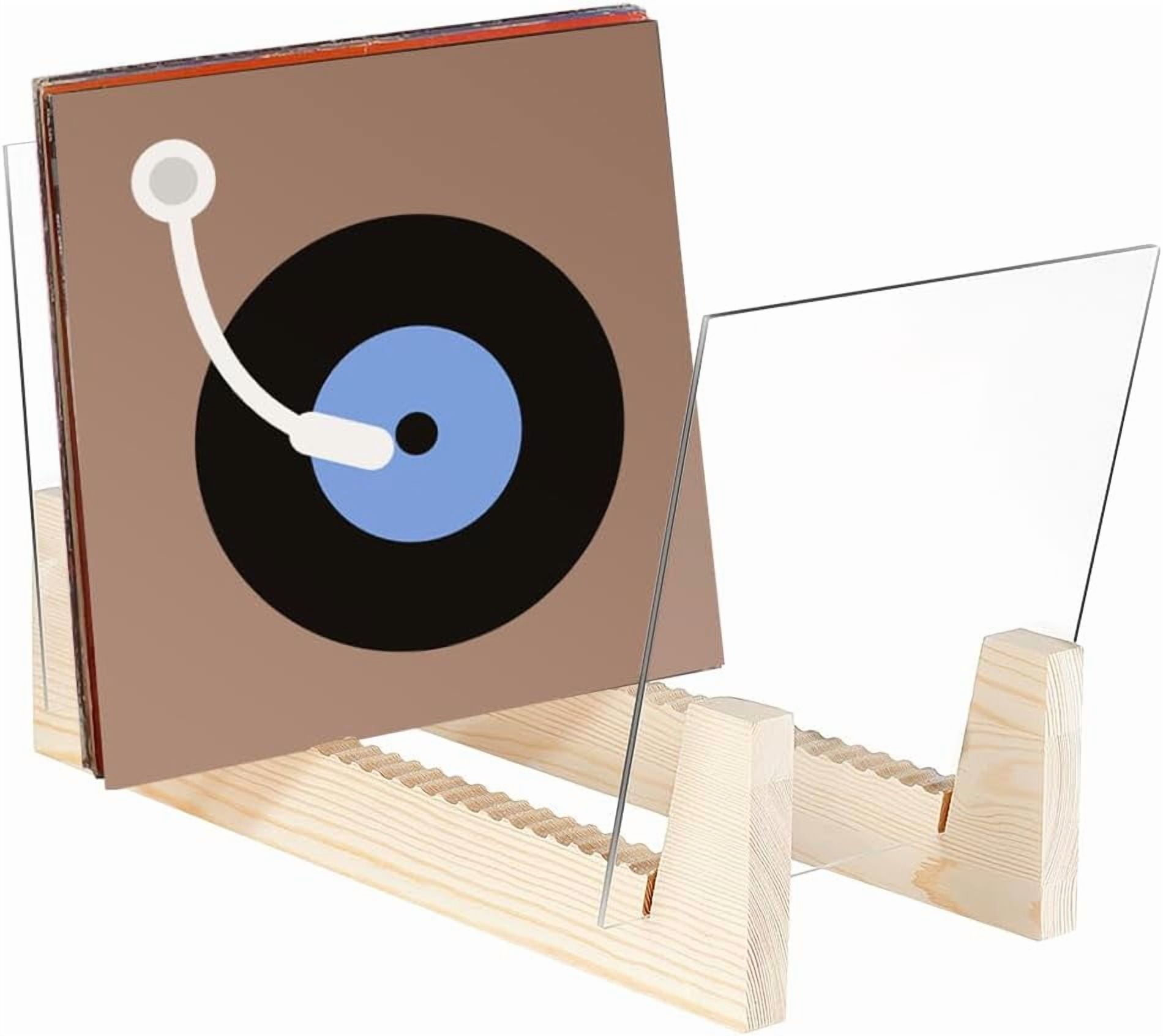 Vinyl Record Storage Holder Acrylic Vinyl Album Display Stand with Wood ...