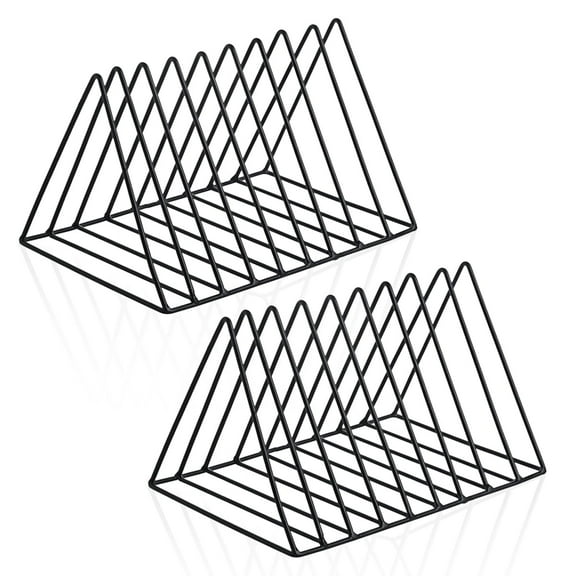 2 Pieces Magazine Holder Triangle File Holder Book Record Metal Vinyl ...