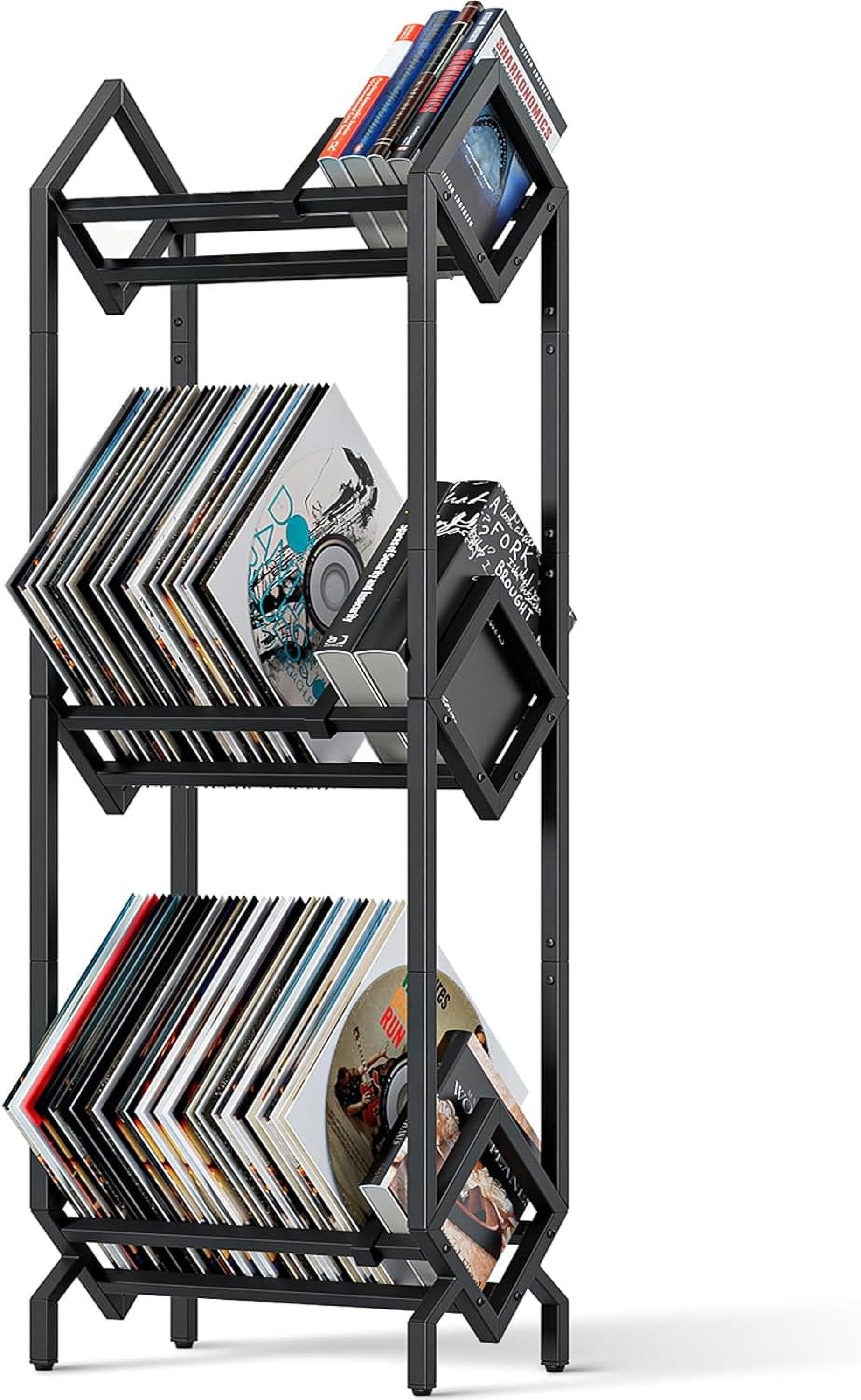 Vinyl Record Storage Rack, Record Holder 260-280 LP Storage Shelf Display Stand for Albums Books ...