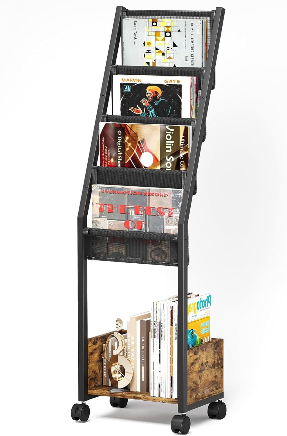 Vinyl Record Storage, Record Holder with 4 Tier Vinyl Holder Display ...