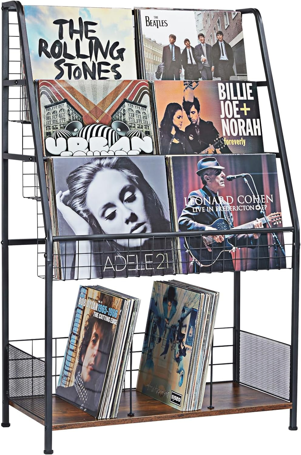 Vinyl Record Storage Stand Holder with 3-Lier Record Display Shelf ...