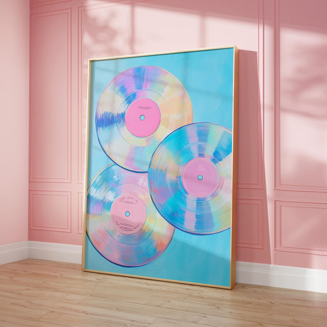Vinyl Record Wall Art Retro Dopamine Decor, Pink & Blue Trendy Prints ...