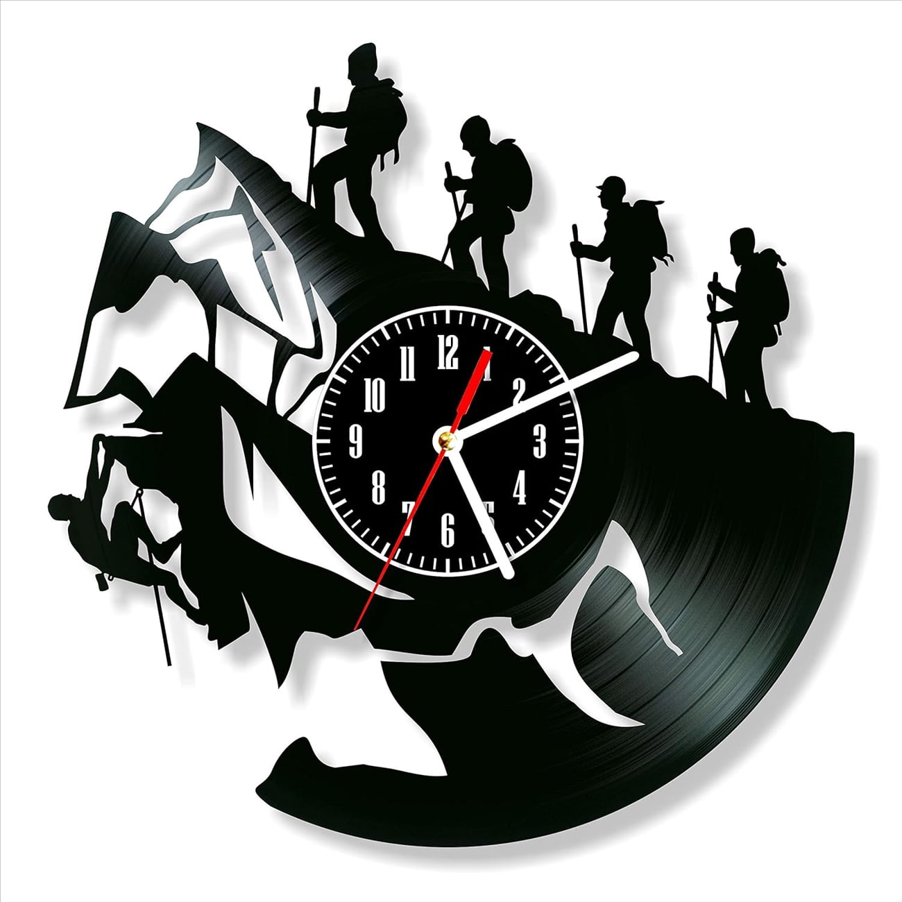 Vinyl Record Wall Clock Climbing Style Silent Gift for Friend Birthday ...