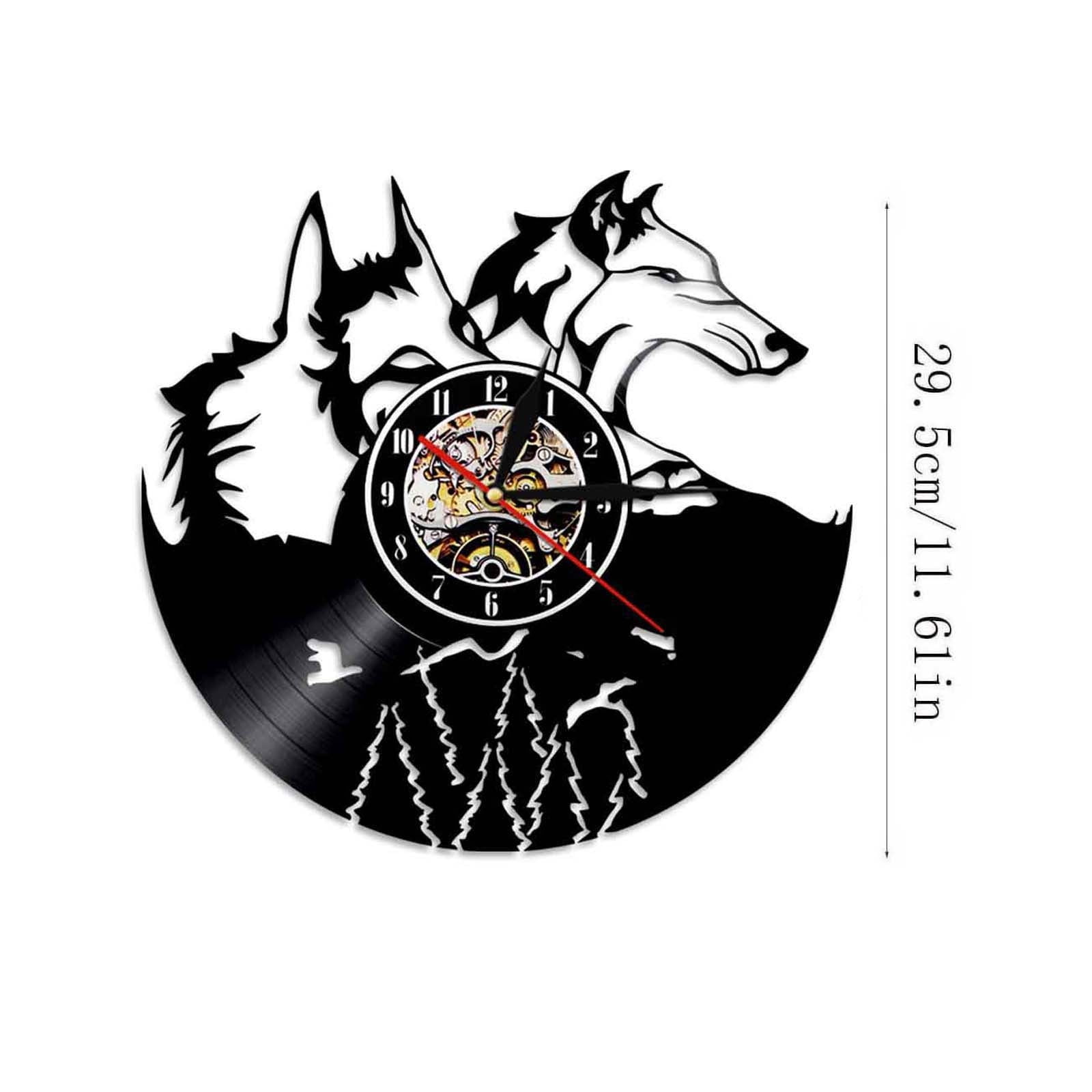 Vinyl Record Wall Clock Double Wolf Vintage Wall Home Decor Stylized ...