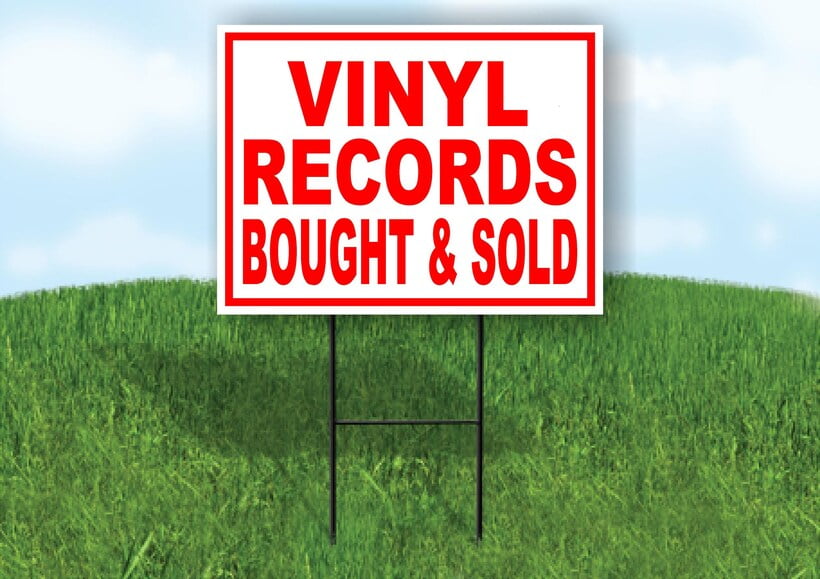 Vinyl Records Bought Sold Red White Yard Sign Road Sign (Excluding ...