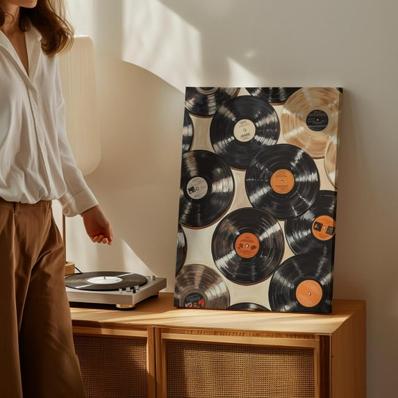 Vinyl Records Pattern Art Poster, Retro Music Disc Design, Size 24x36 ...