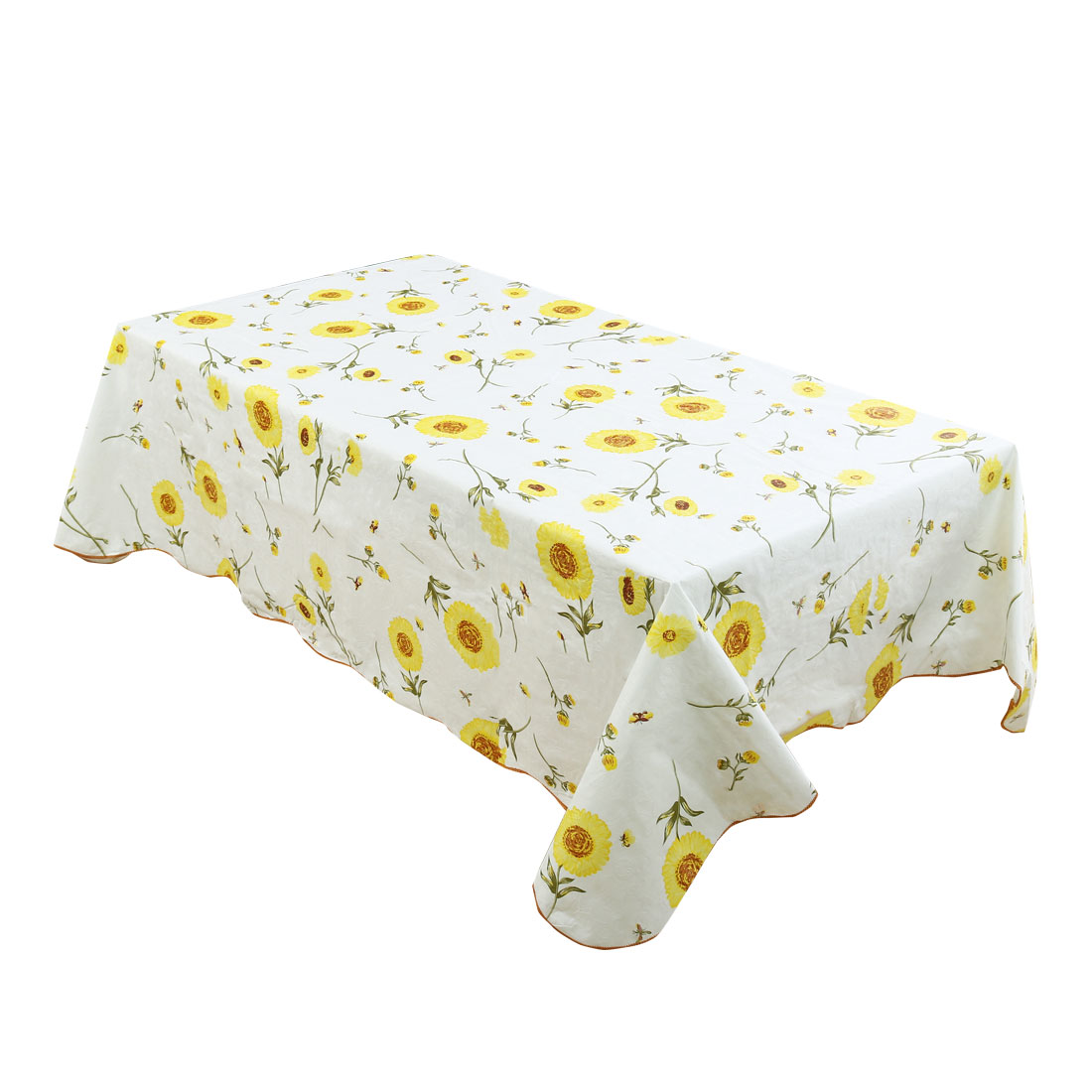 Unique Bargains Vinyl Rectangle Table Cover Yellow Floral Pattern ...