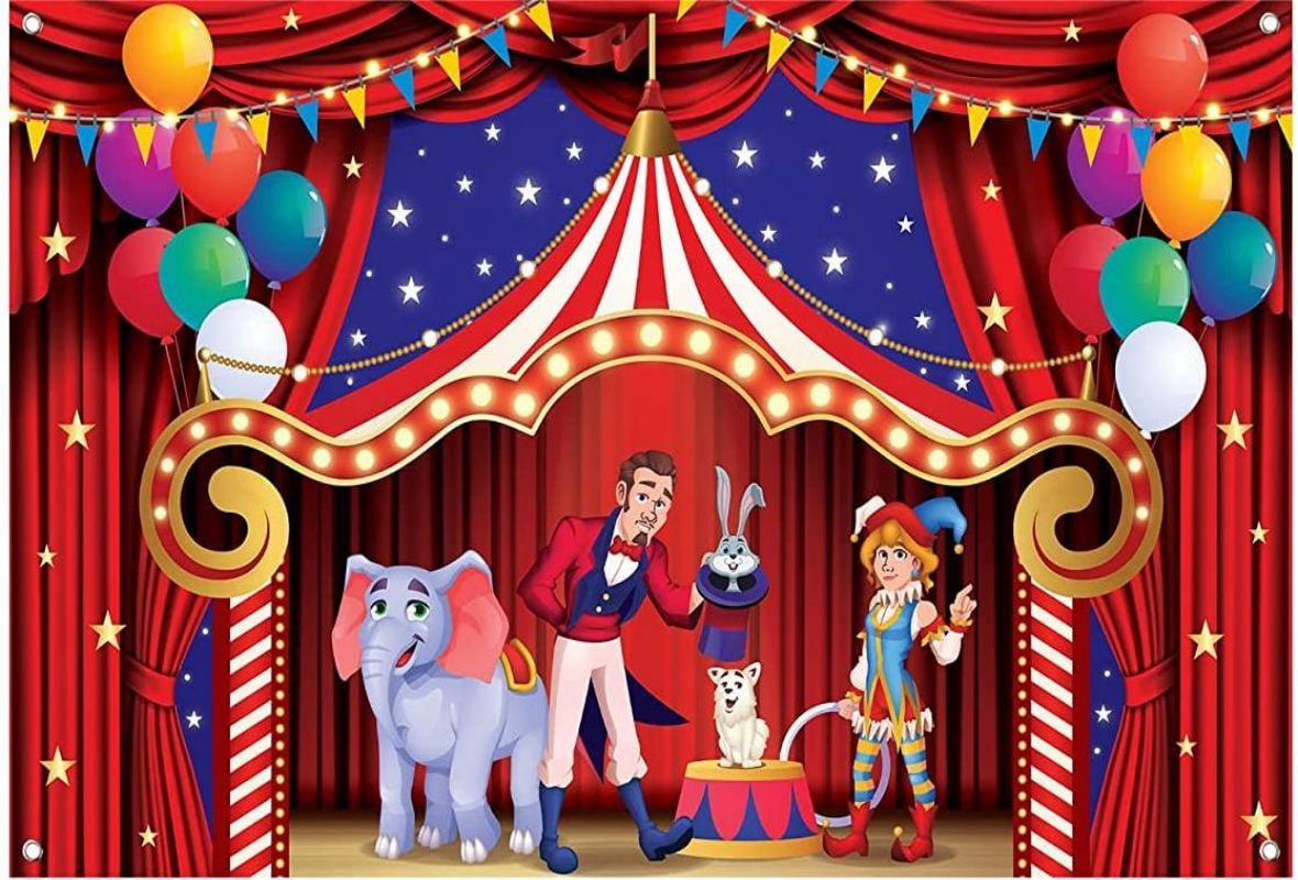Vinyl Red Circus Carnival Curtain Stars Background Photography ...