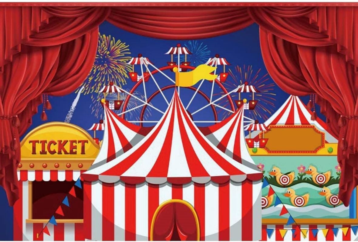 Vinyl Red Circus Carnival Curtain Stars Background Photography ...