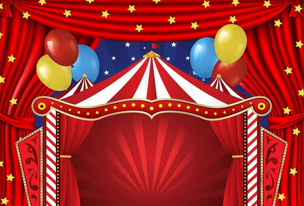 Vinyl Red Circus Carnival Curtain Stars Background Photography ...