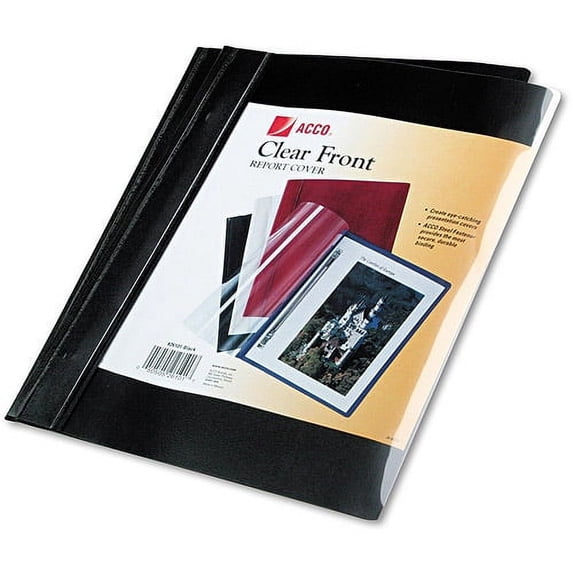 Acco Vinyl Report Cover, Clear Front, Black Back, Prong Clip, 1/2 ...