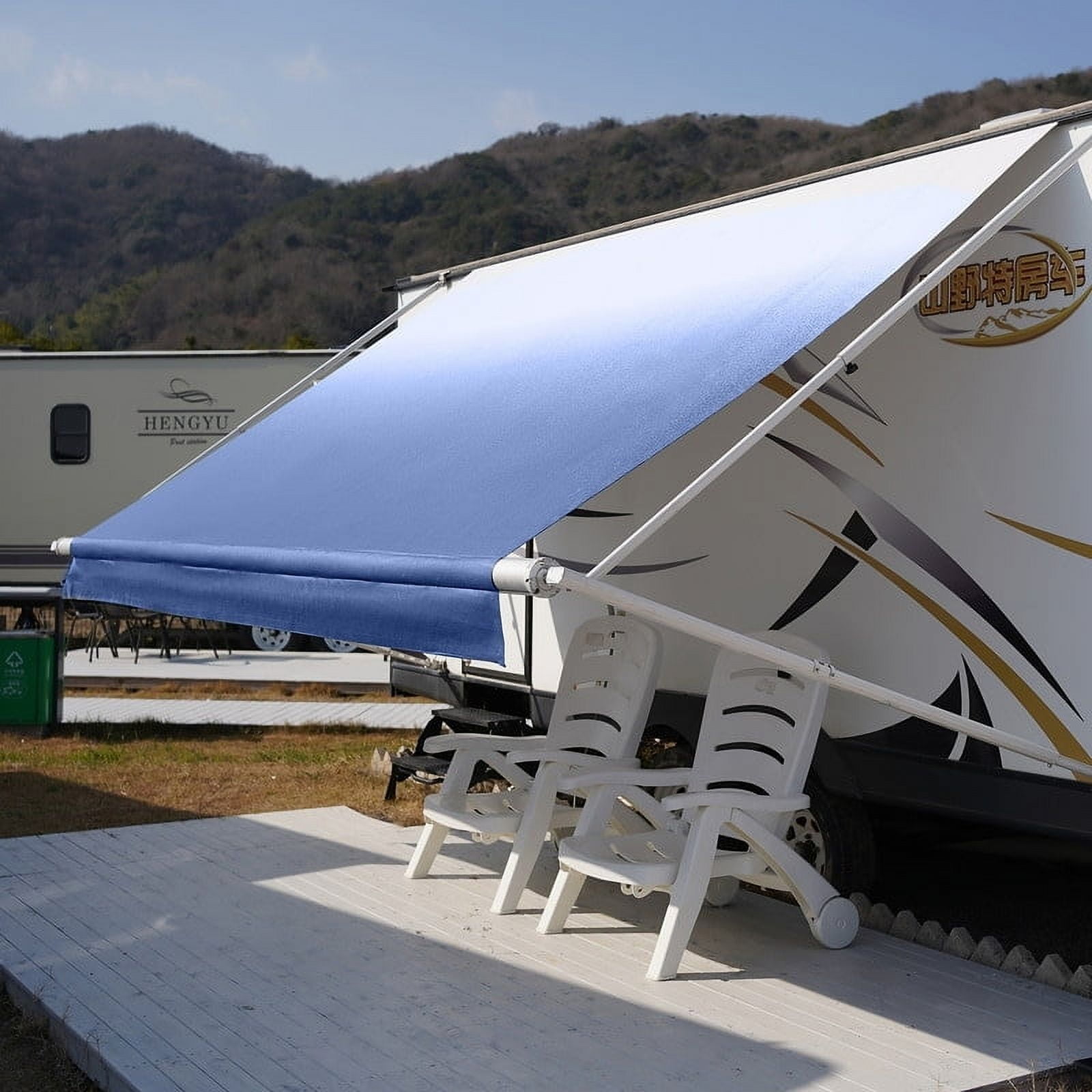Vinyl Retractable RV Awning Patio Canopy Awning 16 FT - Walmart.com