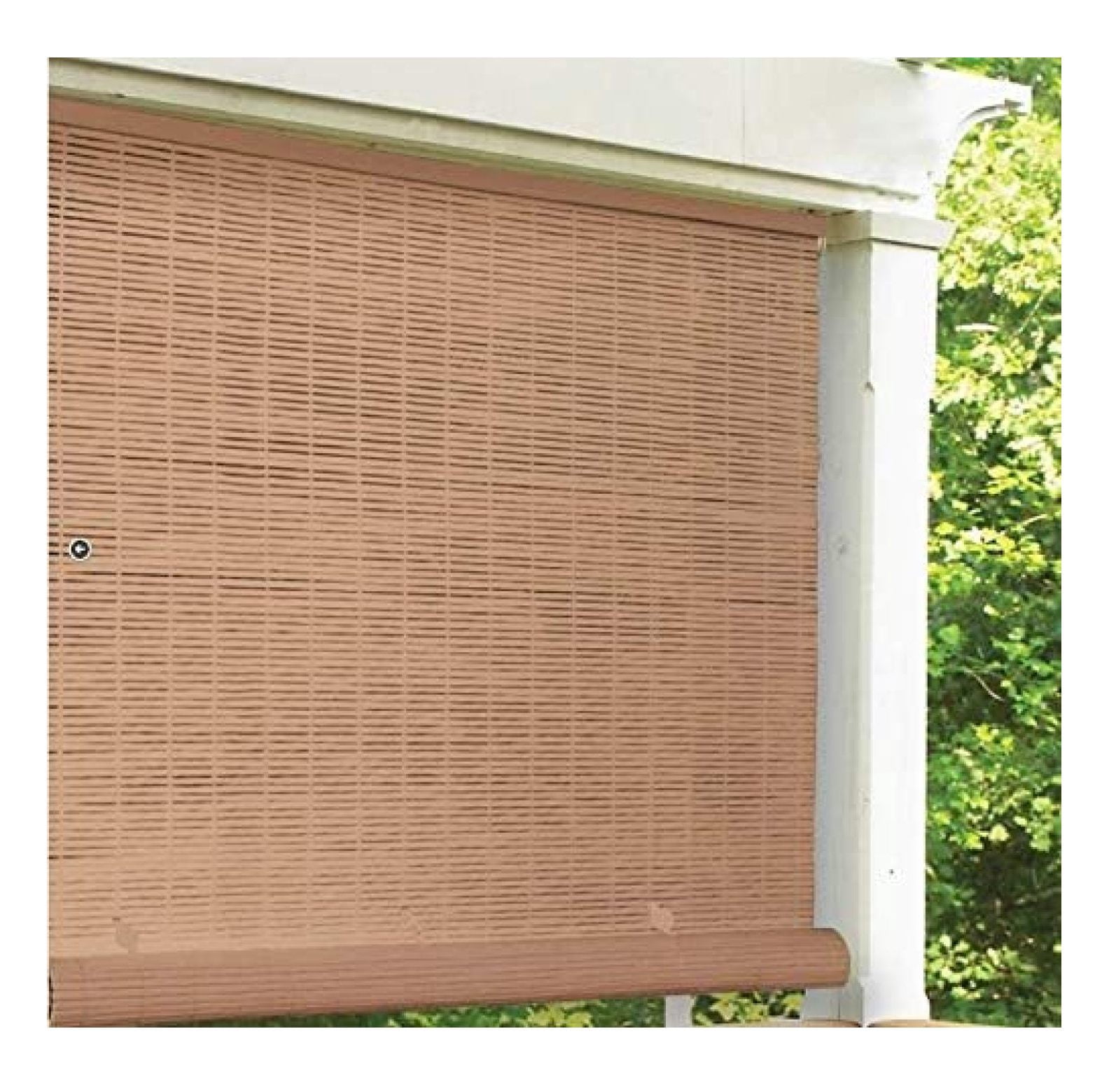 Vinyl Roll Up Shade 36x72 inch - Cordless Bamboo Blinds - Woodgrain PVC ...