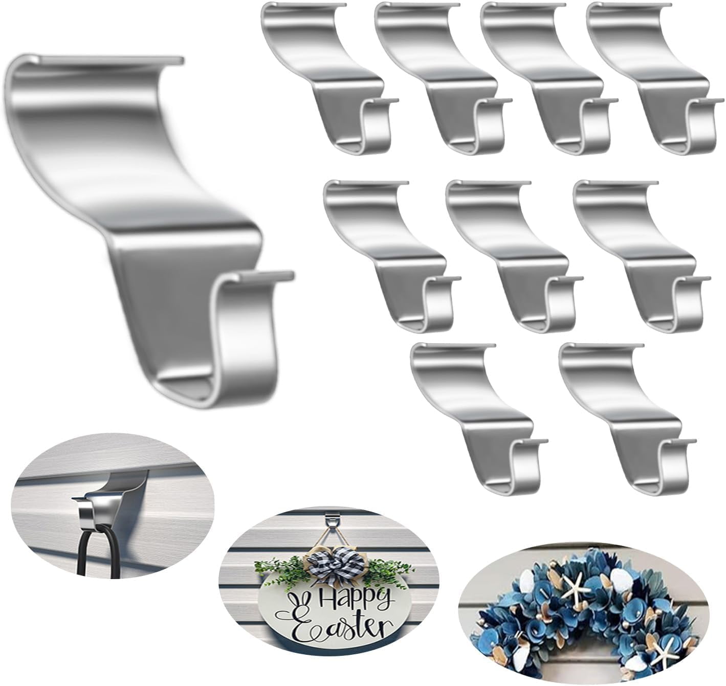 Vinyl Siding Hooks (10 Pack), Heavy Duty Siding Clips, Siding Hooks, No ...