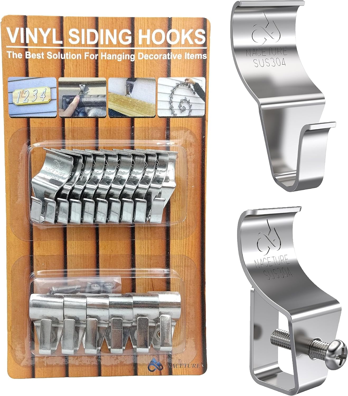 Vinyl Siding Hooks & Screws - 16 Pack Heavy Duty No-Hole Needed ...
