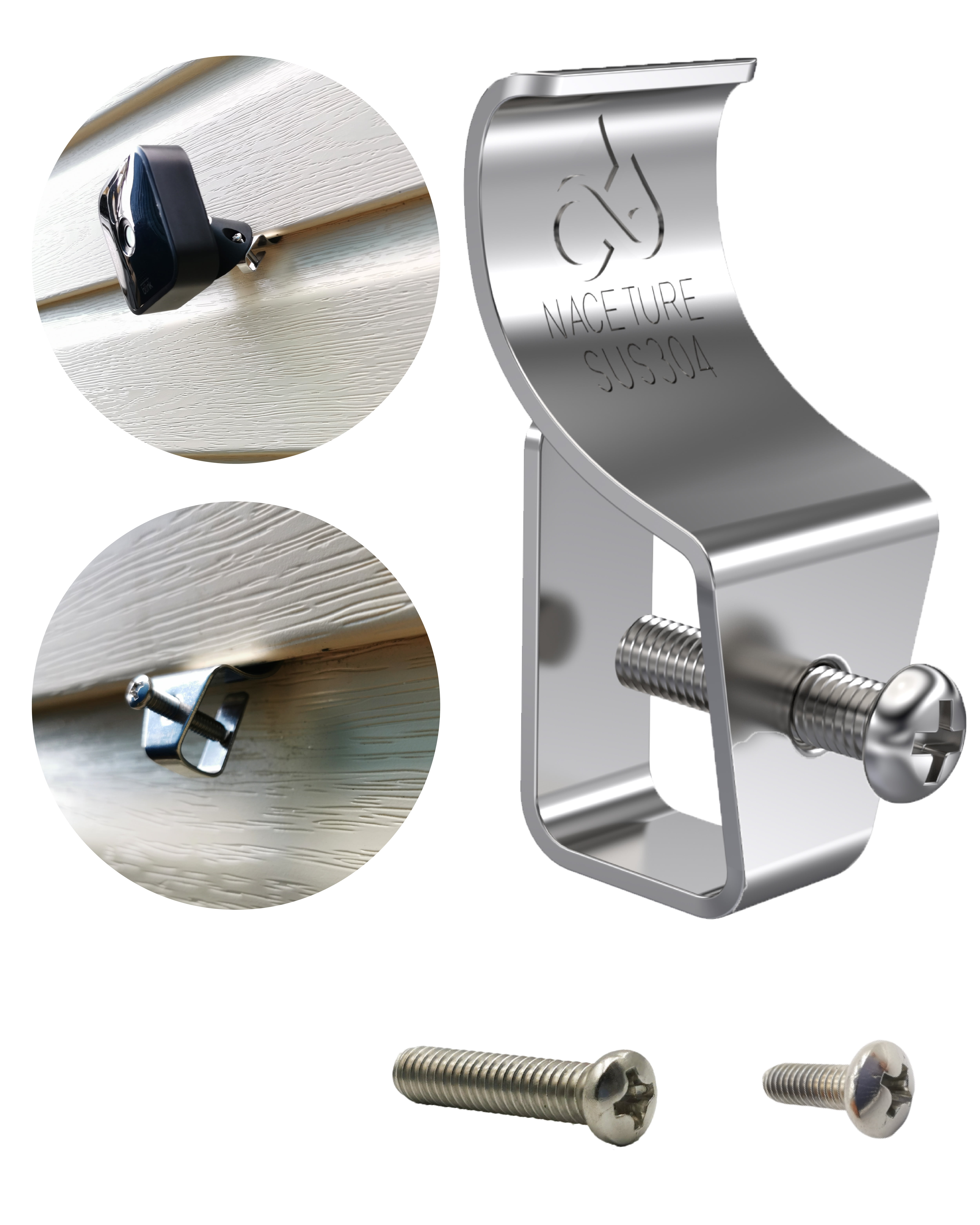 NACETURE Vinyl Siding Screws Clips, Stainless Steel Hooks, No-Hole ...