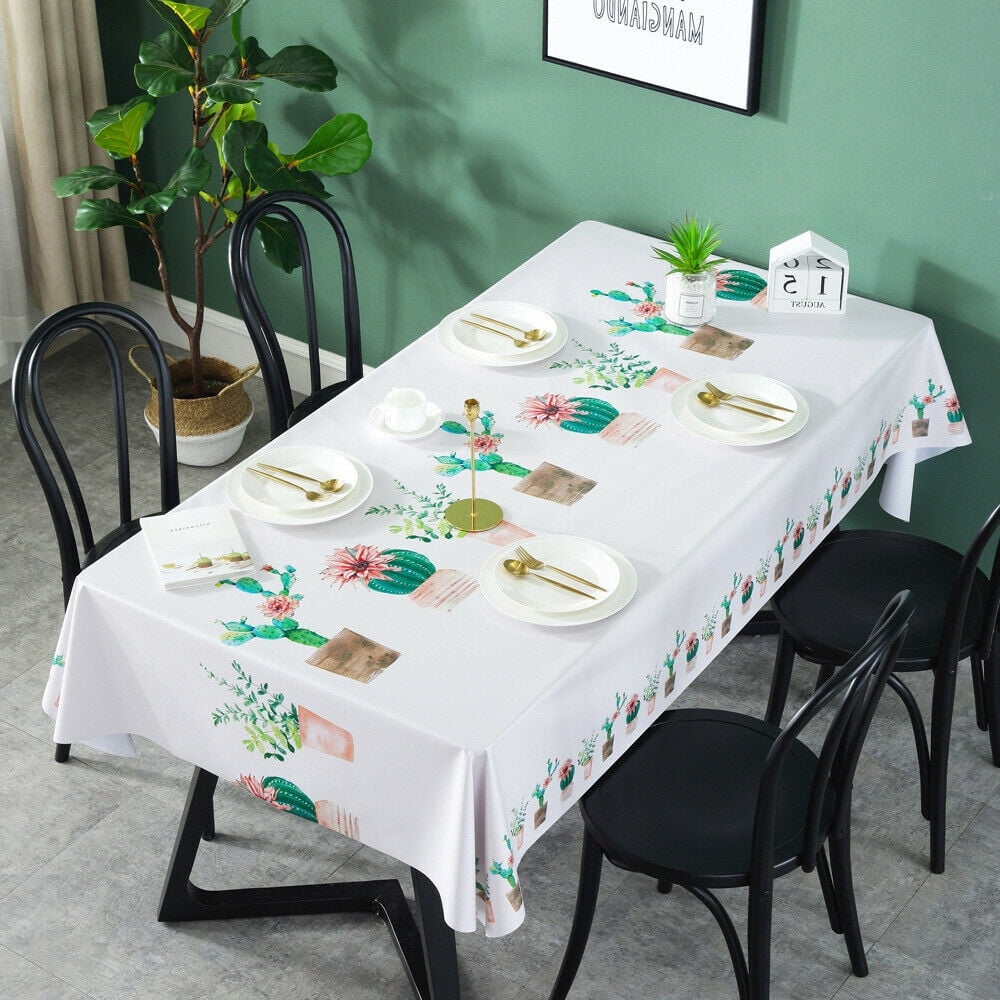 Vinyl Square Table Cover Wipe Clean PVC Tablecloth Oil-Proof/Waterproof ...