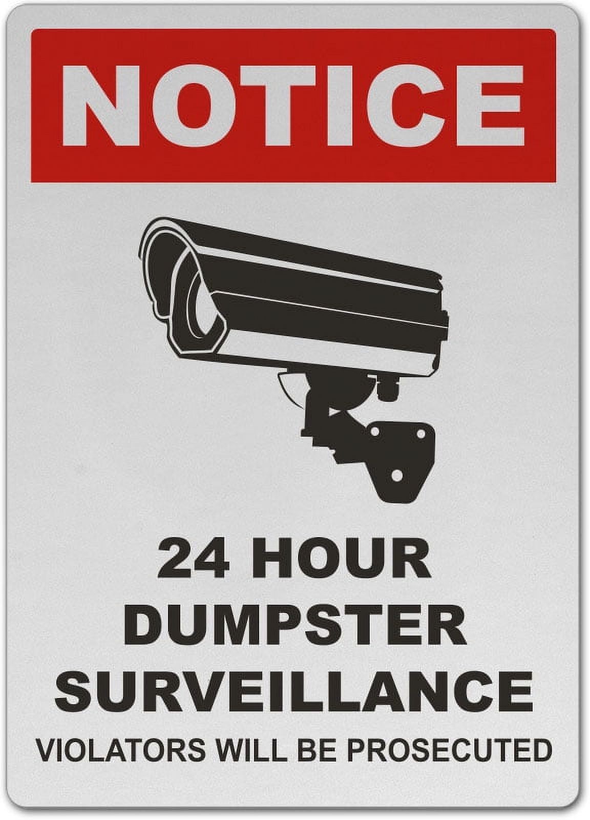 Vinyl Stickers - 24 Hour Dumpster Surveillance Sign - Safety and ...
