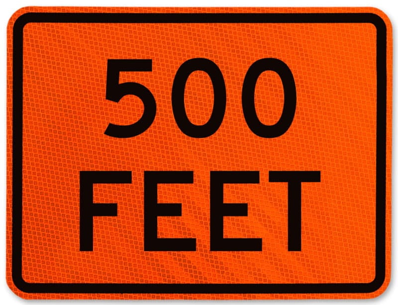 Vinyl Stickers - 500 Feet Sign - Safety and Warning Warehouse Signs ...