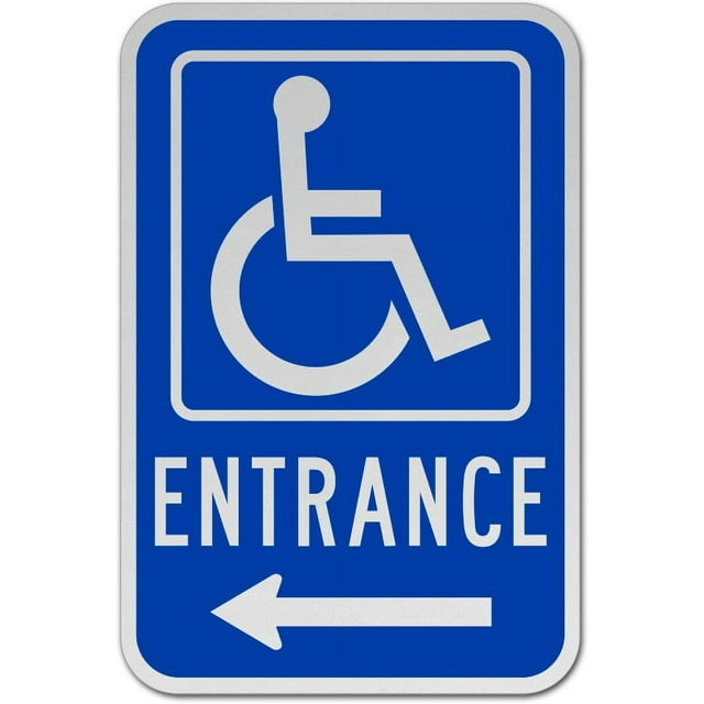 Vinyl Stickers - Accessible Entrance Sign (Left Arrow) - Safety and ...