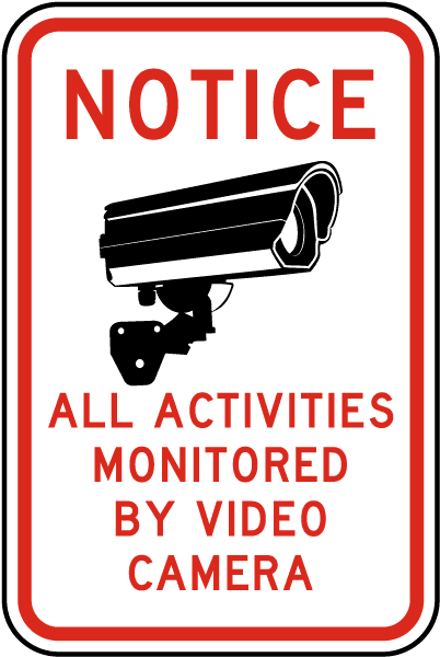 Vinyl Stickers - Activities Monitored by Camera Sign - Safety and ...