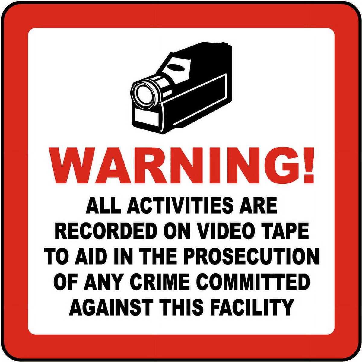 Vinyl Stickers - Activities Recorded on Video Tape Sign D1 - Safety and ...