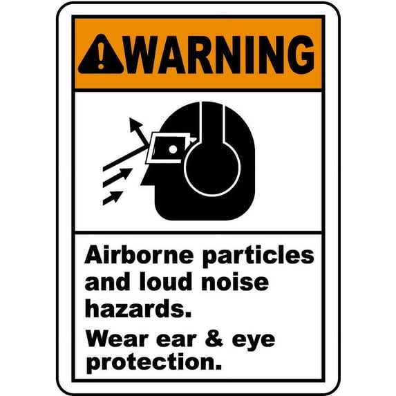 Vinyl Stickers - Airborne Particles & Loud Noise Sign - Safety and ...