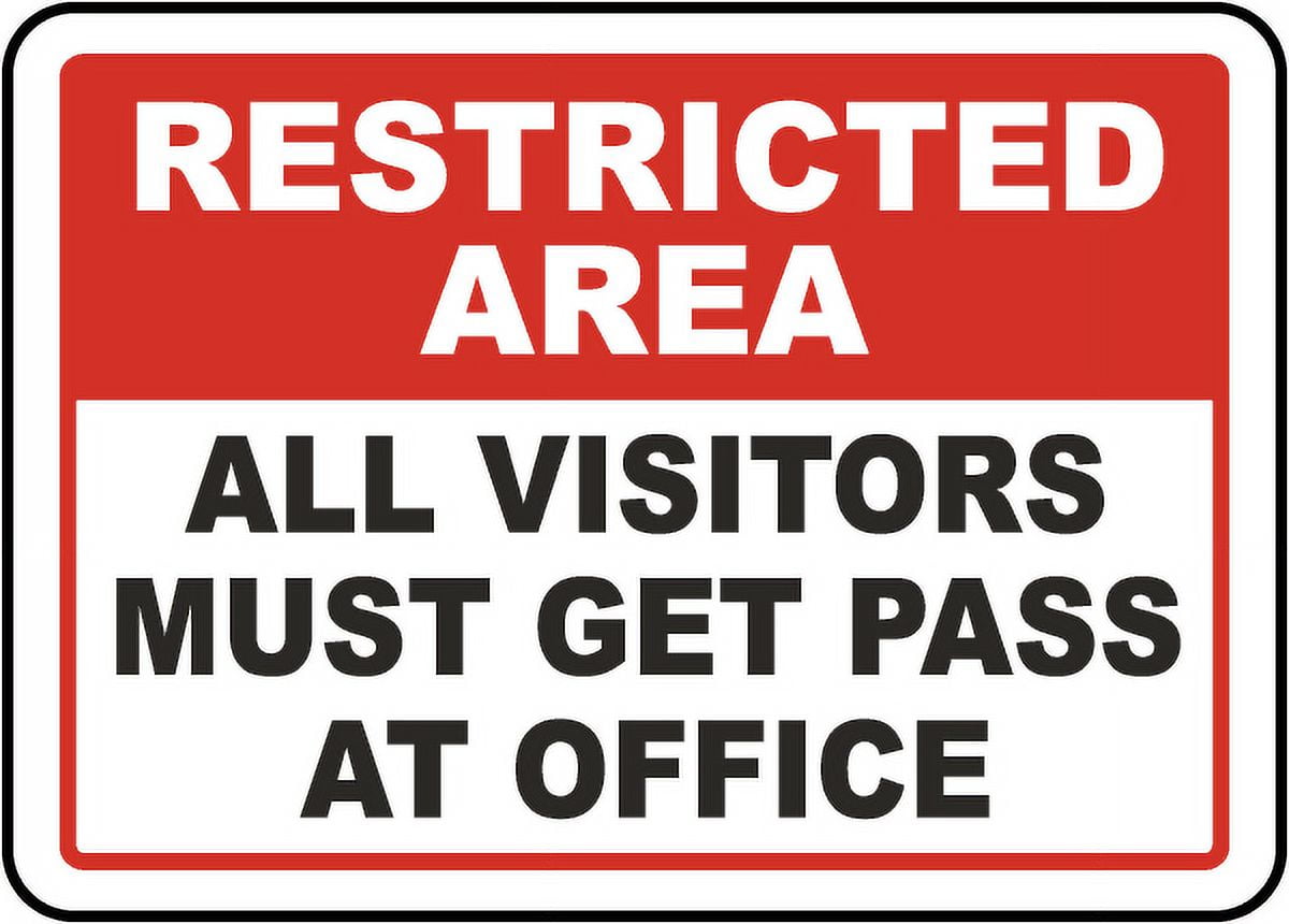 Vinyl Stickers - All Visitors Must Get Pass at Office Sign - Safety and ...