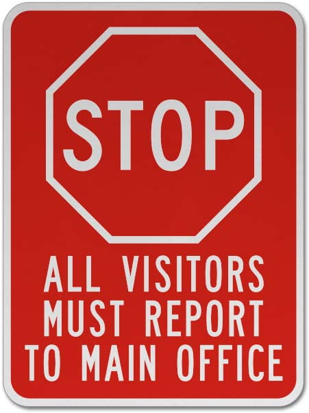 Vinyl Stickers - All Visitors Report to Main Office Sign - Safety and ...