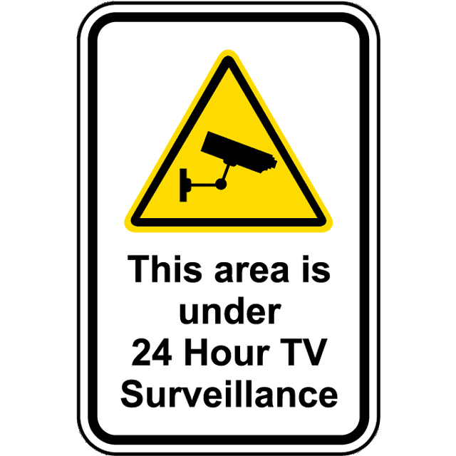 Vinyl Stickers - Area Under 24 Hour TV Surveillance Sign D6 - Safety ...