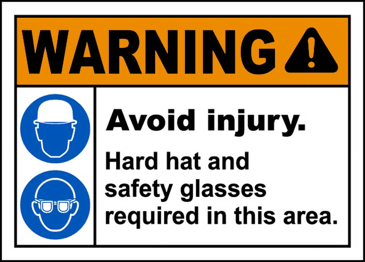 Vinyl Stickers - Avoid Injury Hard Hat Safety Glasses Sign - Safety and ...