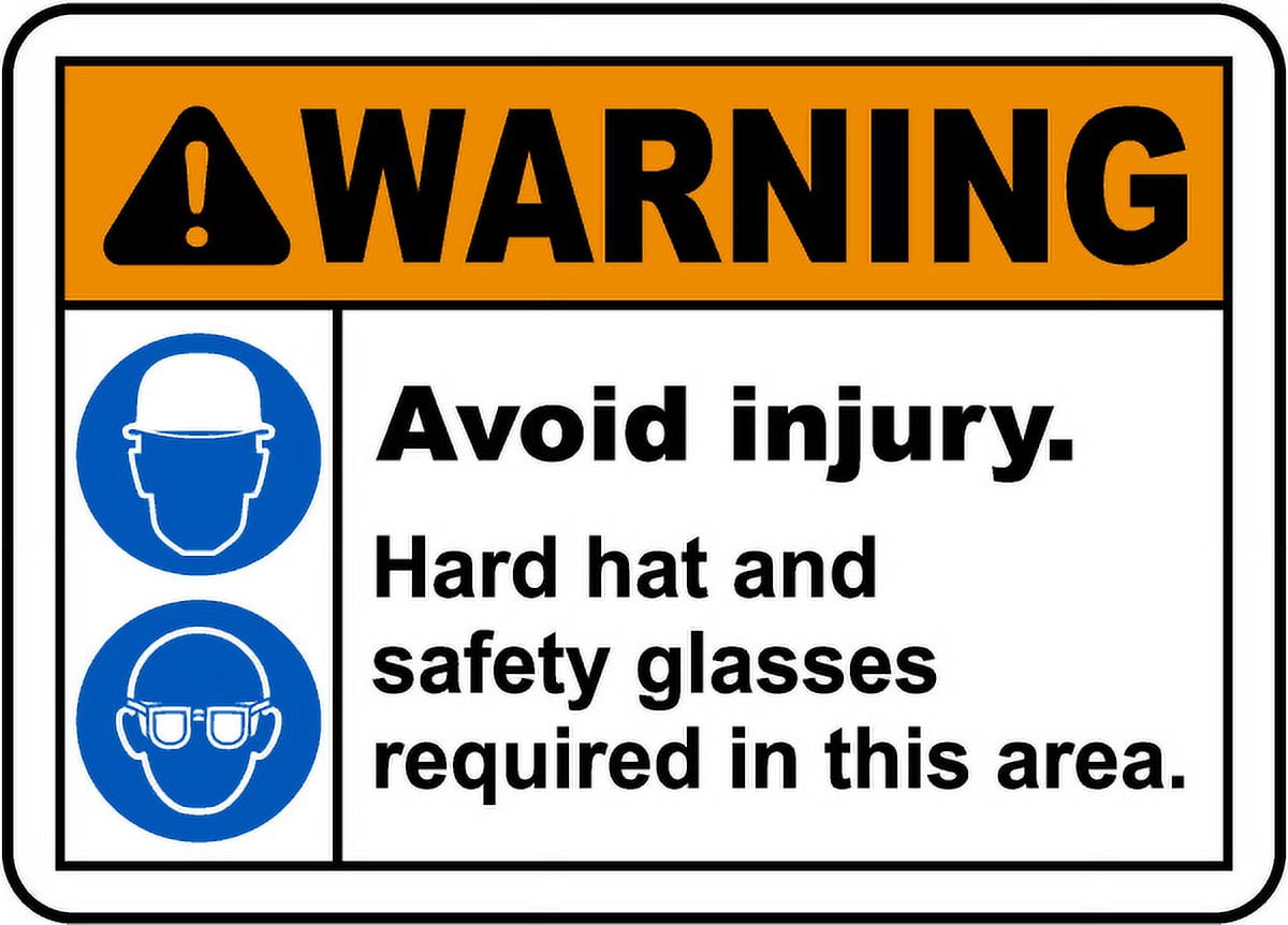 Vinyl Stickers - Avoid Injury Hard Hat Safety Glasses Sign - Safety and ...