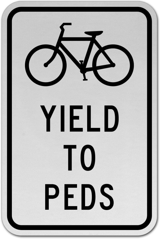 Vinyl Stickers - Bicycles Yield to Pedestrians Sign - Safety and ...